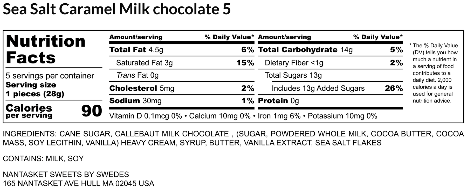 Sea Salt Milk Chocolate Caramel 4/box – Nantasket Sweets By Swedes